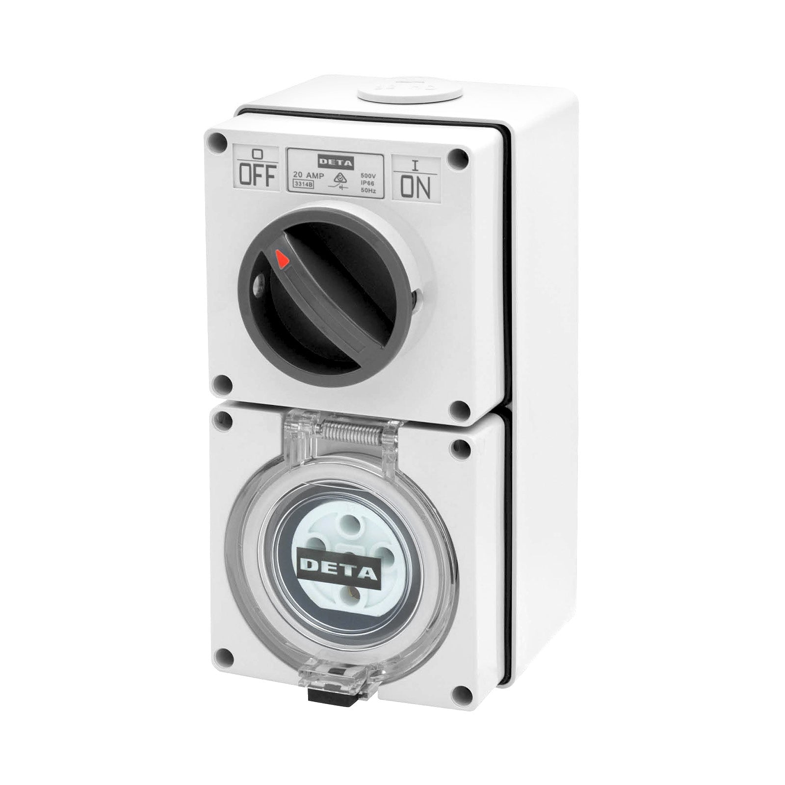 DETA 20A Industrial 5 Pin Round Switched Outlet