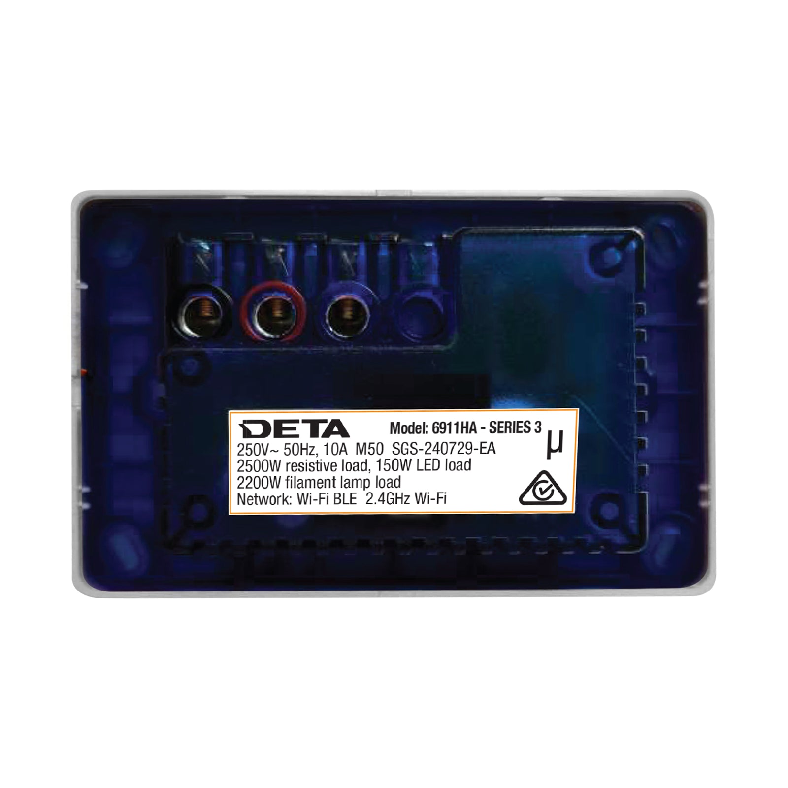 DETA Gloss White Grid Connect Smart Single Gang Touch Light Switch