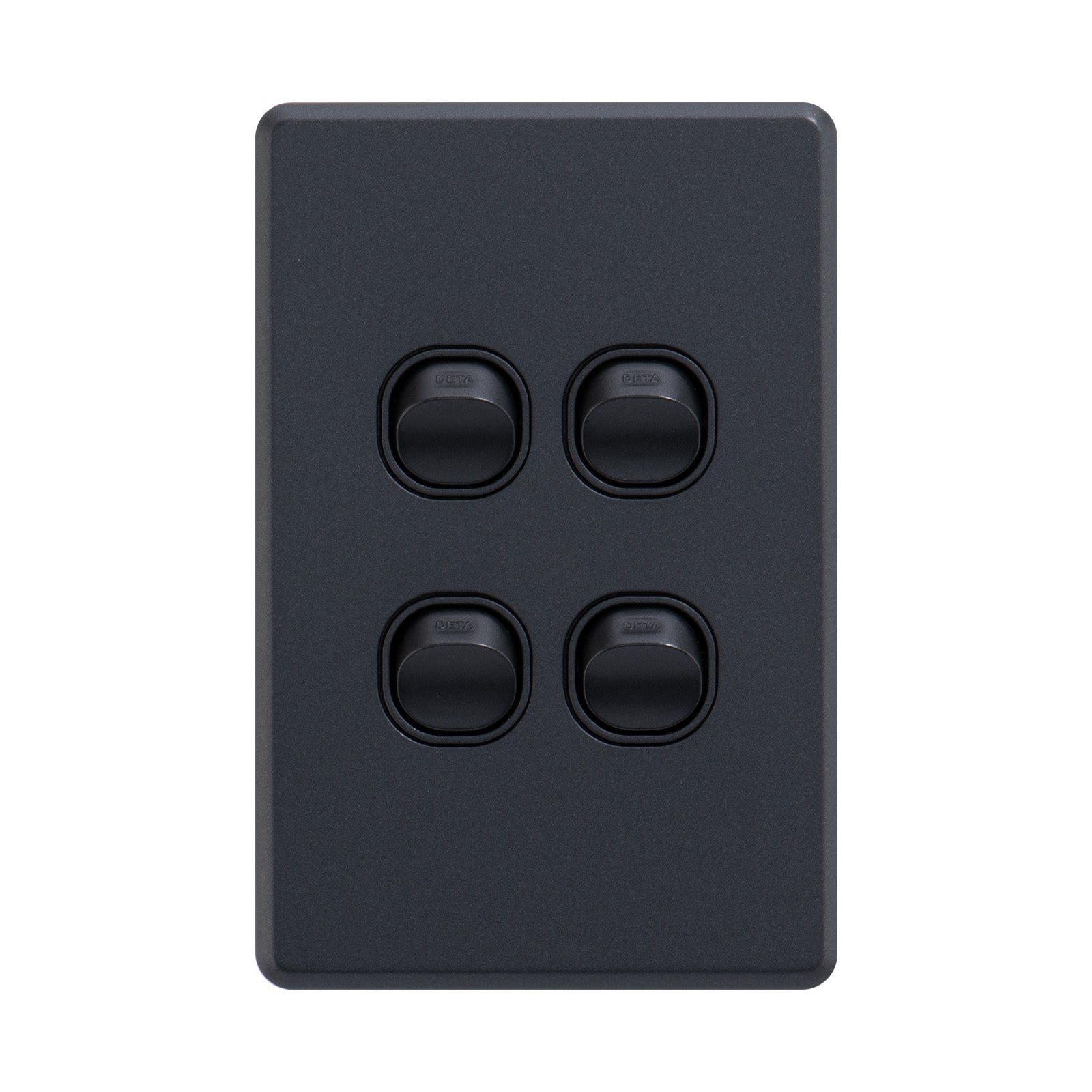 DETA Matte Black S-Line Quad Vertical Wall Switch