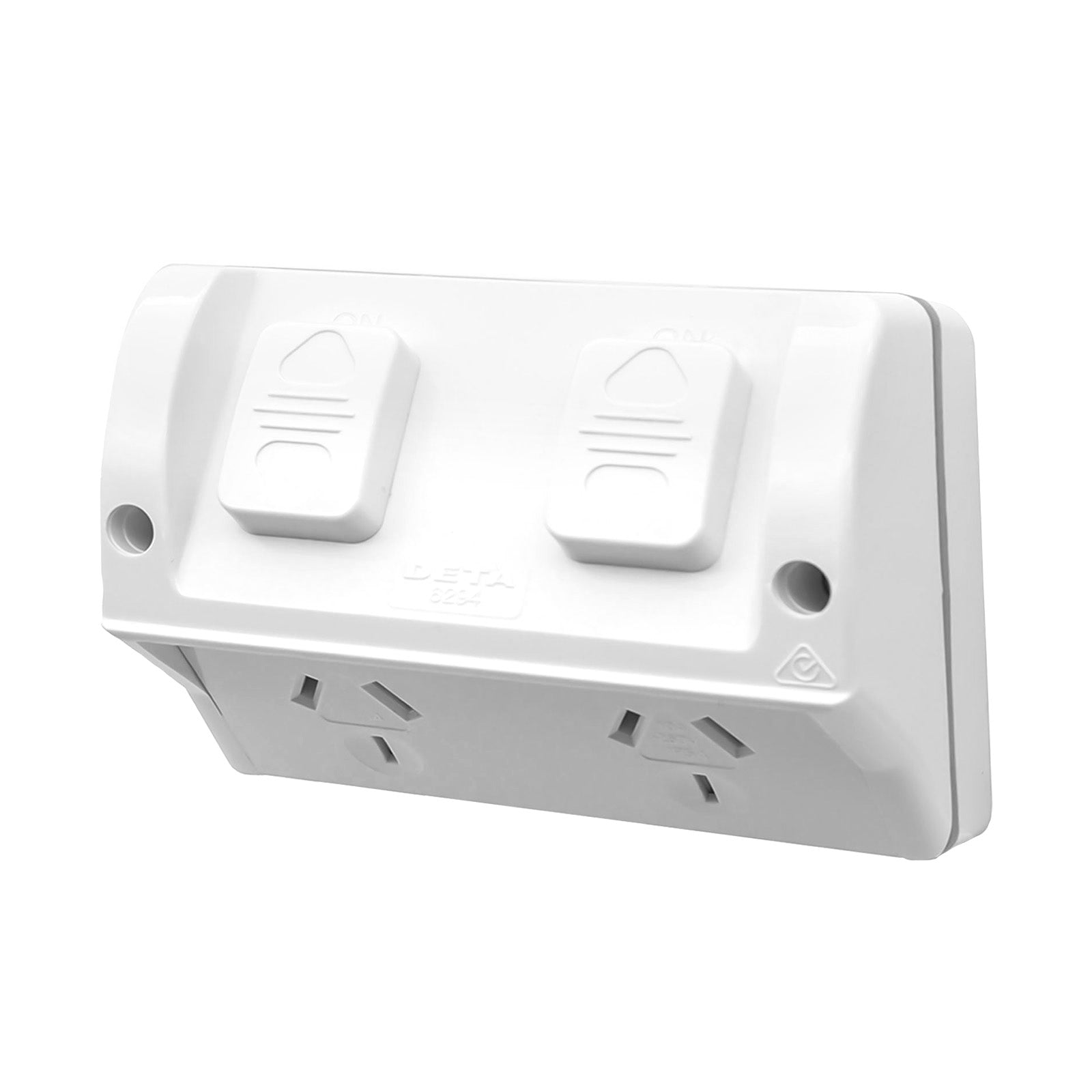 DETA Outdoor Double PowerPoint with Shallow Mounting Box And Bracket