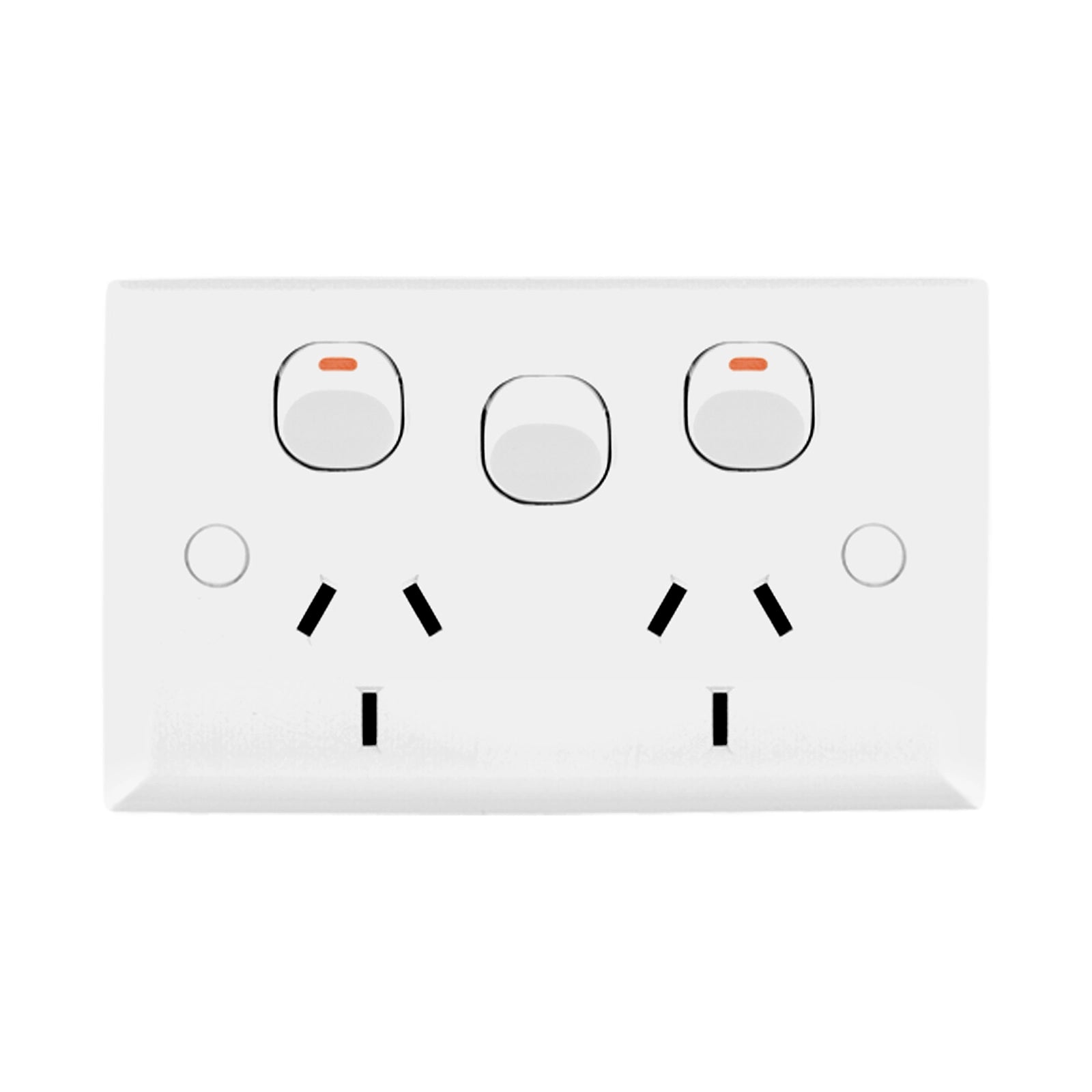 DETA White Solid Plate Double PowerPoint with Extra Switch