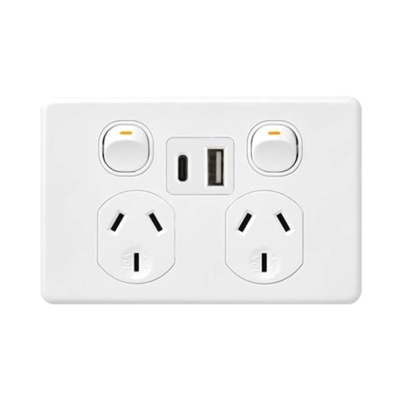 DETA X6 Matte White Double PowerPoint with USB A+C PD20W Fast Charging